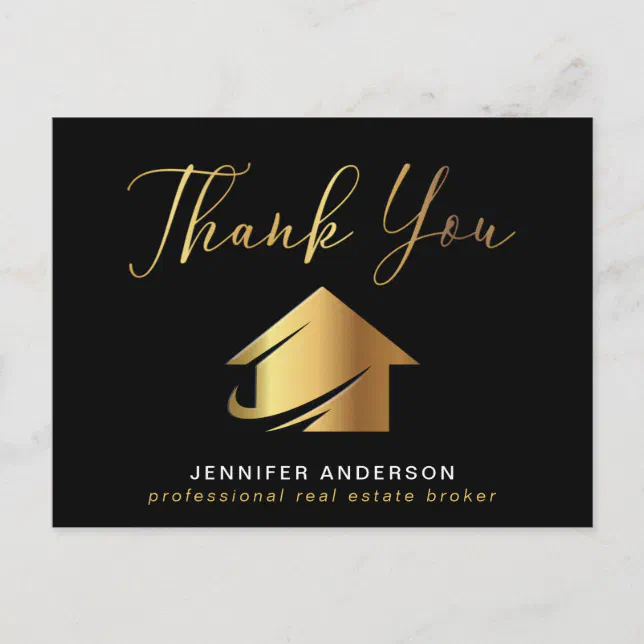 Real Estate Broker Agent Thank You Postcard | Zazzle