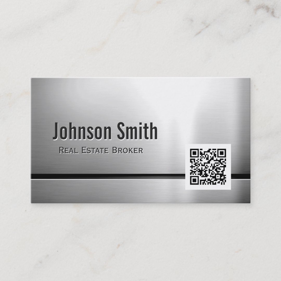 Real Estate Broker - Stainless Steel QR Code Business Card | Zazzle