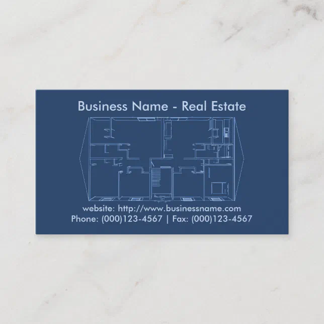 Real Estate Business Card: Floor Plan Blueprint Business Card | Zazzle