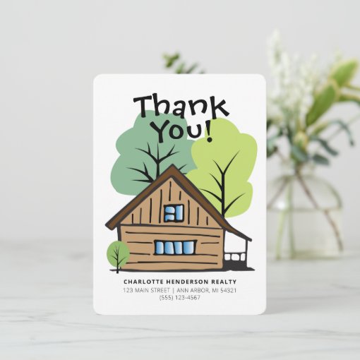 Real Estate Client Hand-Drawn Thank You Card | Zazzle
