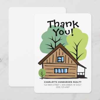 Real Estate Client Hand-Drawn Thank You Card | Zazzle