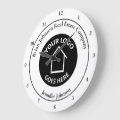 Real Estate Company Add Your Logo Custom Office Large Clock | Zazzle