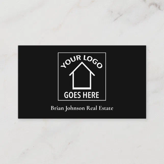Real Estate Company Add Your Logo Realtor Black Business Card | Zazzle