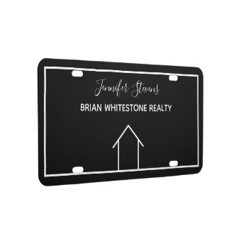 Real Estate Company Agent House Custom Black White License Plate | Zazzle