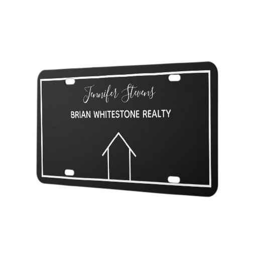 Real Estate Company Agent House Custom Black White License Plate | Zazzle