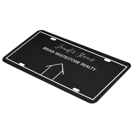 Real Estate Company Agent House Custom Black White License Plate | Zazzle