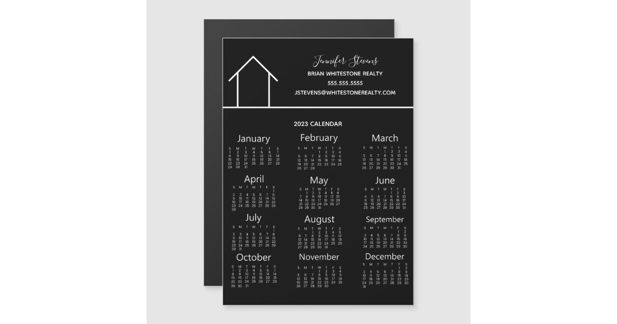 Real Estate Company Black 2023 Calendar Magnet | Zazzle