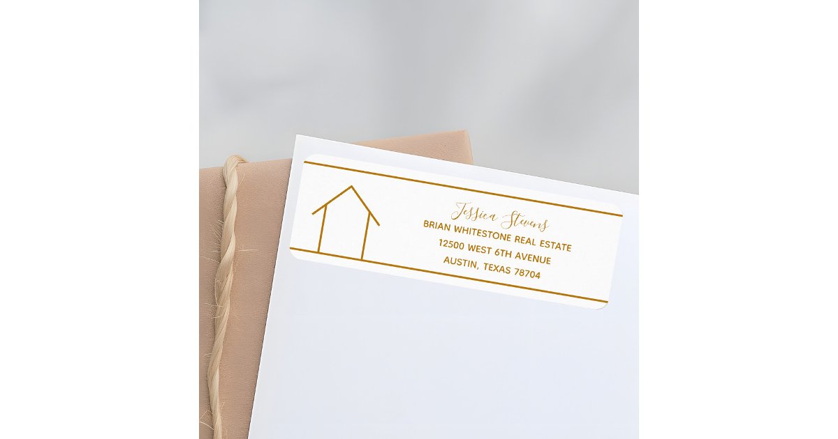 Real Estate Company Chic Gold Return Address Label | Zazzle