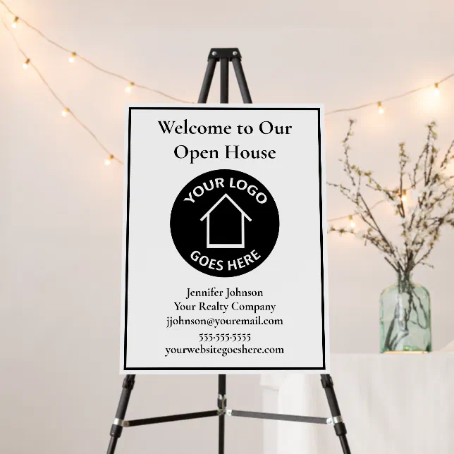 Real Estate Company Custom Logo Open House Welcome Foam Board | Zazzle