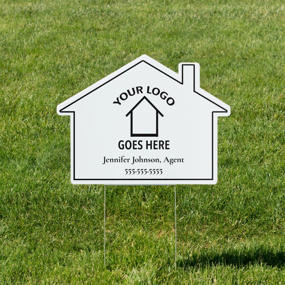 Real Estate Company Custom Logo Simple House Yard Sign | Zazzle