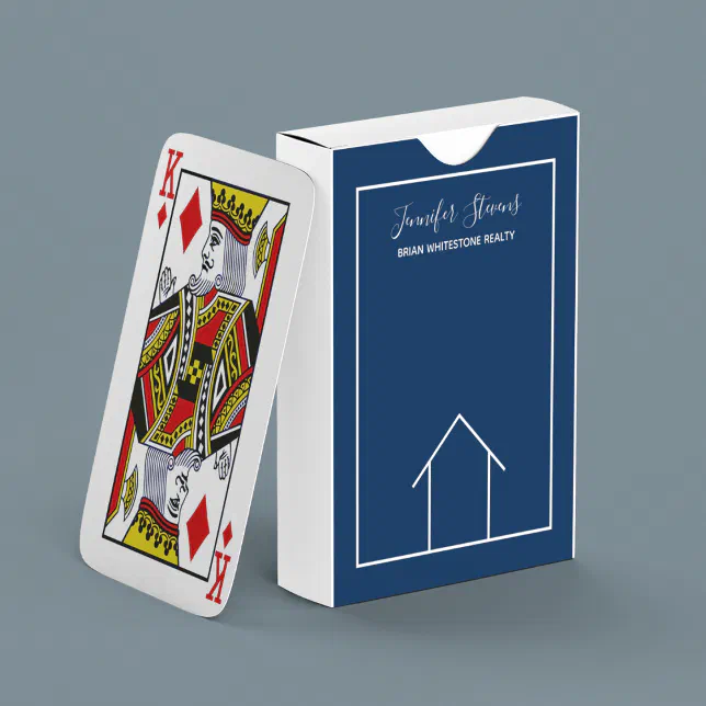 Real Estate Company Custom Navy Blue Realtor Poker Cards | Zazzle