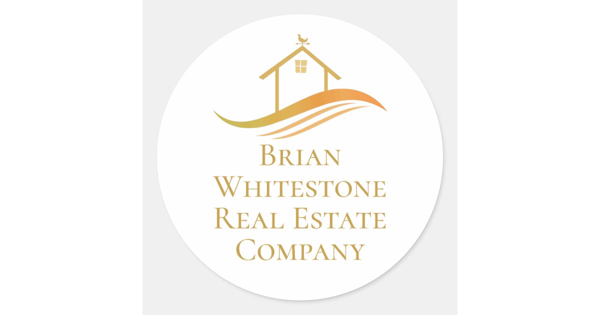 Real Estate Company Gold House Custom Realtor Classic Round Sticker ...