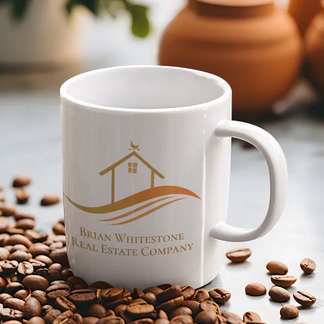 Real Estate Company Gold House Logo Custom Realtor Coffee Mug | Zazzle
