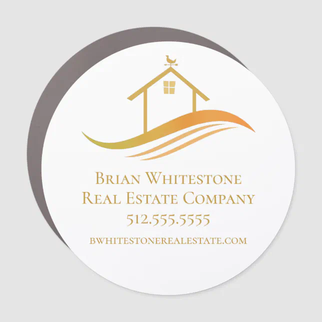 Real Estate Company Gold Logo Custom Marketing Car Magnet | Zazzle