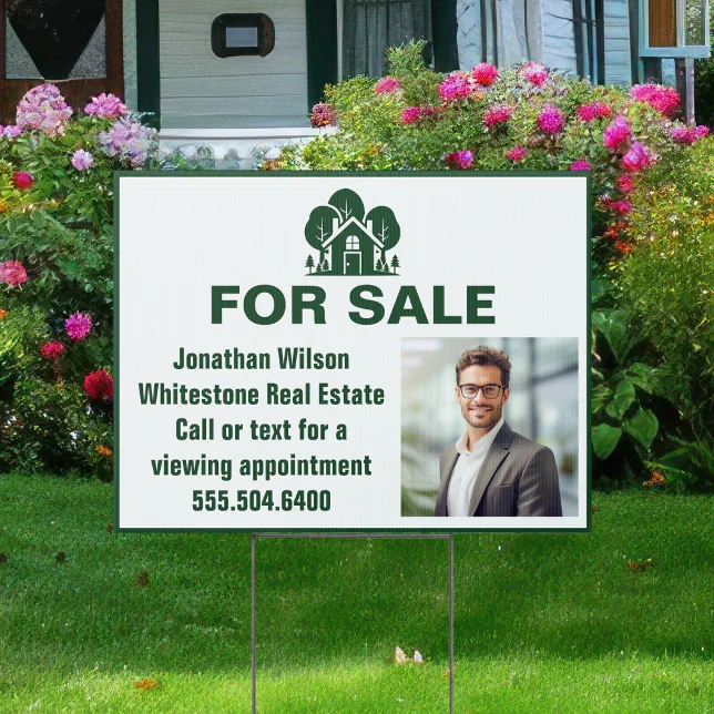 Real Estate Company Green House for Sale Yard Sign | Zazzle