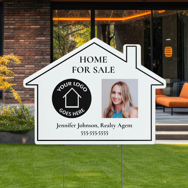 Real Estate Company Logo Agent Photo House Yard Sign | Zazzle
