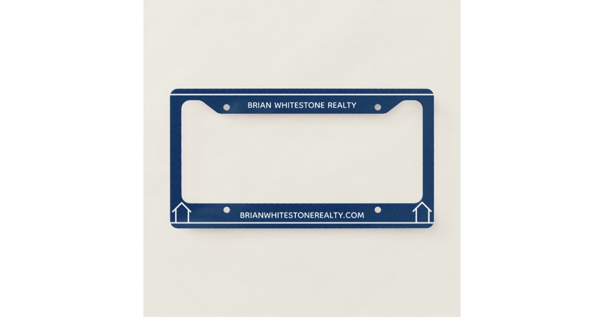 Real Estate Company Navy Blue Custom Realtor License Plate Frame | Zazzle