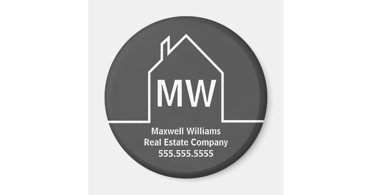 Real Estate Company Personalized Grey Realtor Magnet | Zazzle