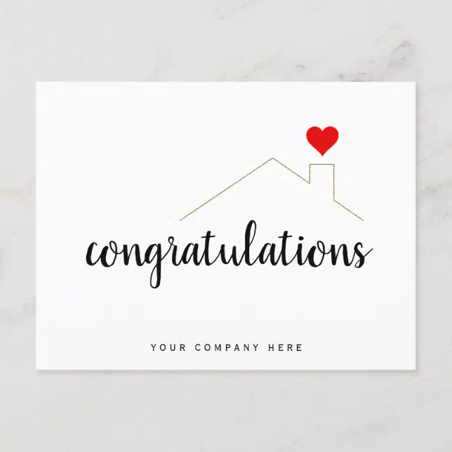 Real Estate Congratulations New Home Postcard | Zazzle