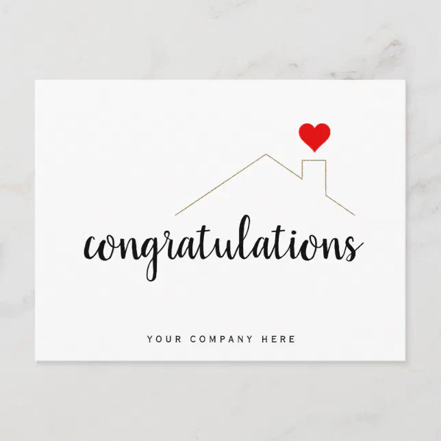 Real Estate Congratulations New Home Postcard | Zazzle