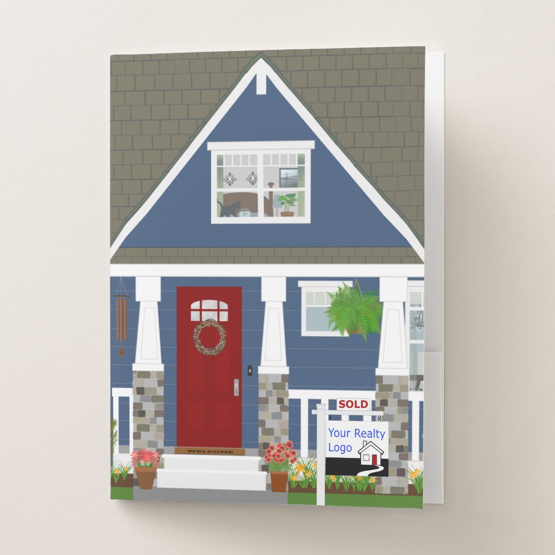 Real Estate Craftsman Home Pocket Folder | Zazzle