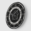 Real Estate Design in Silver and Black Large Clock | Zazzle