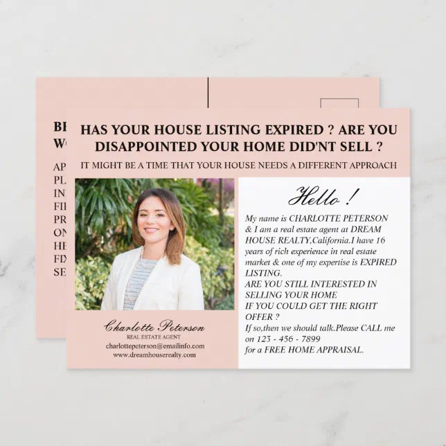 Real Estate Expired Listing Postcard | Zazzle