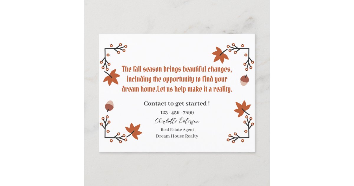 Real Estate Fall Farming Prospecting Postcard | Zazzle