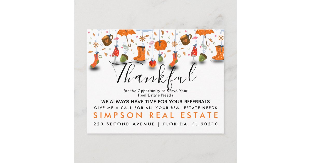 real estate FALL referrals Announcement Postcard | Zazzle