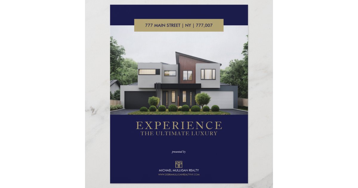 Real Estate Feature Sheet Elegant Custom Flyer | Zazzle