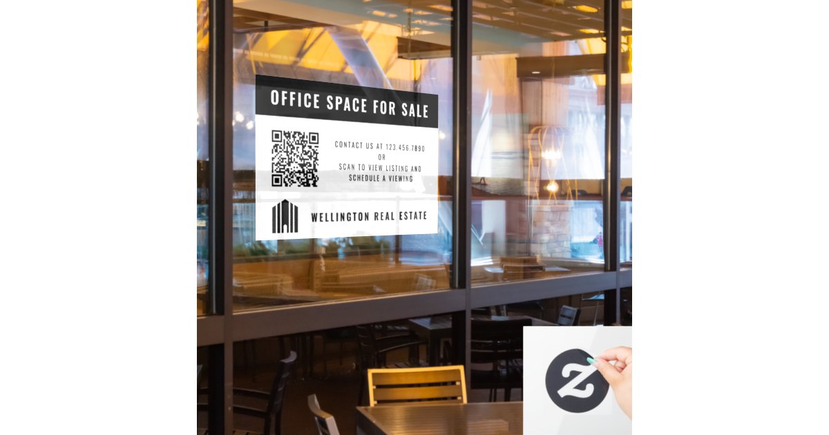 Real Estate For Sale QR Code Black White Window Cling | Zazzle