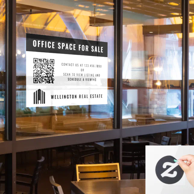 Real Estate For Sale QR Code Black White Window Cling | Zazzle