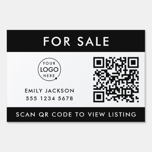 Real Estate | For Sale QR Code Listing Logo Yard Sign | Zazzle