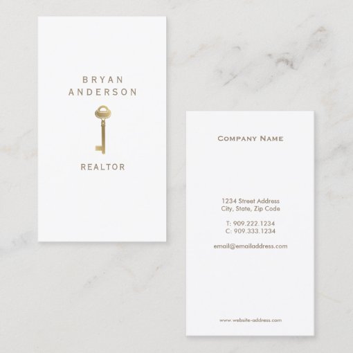 Real Estate Gold Key Business Card | Zazzle
