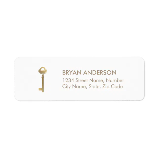 Real Estate Gold Key Return Address Label | Zazzle