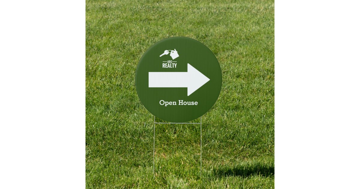 Real Estate Green Directional Sign With Logo | Zazzle