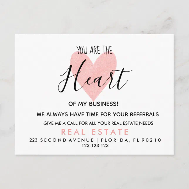 real estate heart referrals Announcement | Zazzle