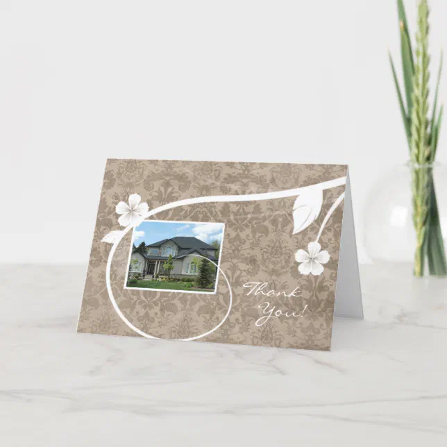 Real Estate Home Thank You Greeting Card Beige | Zazzle