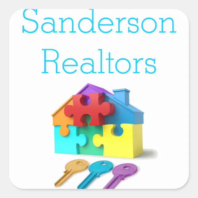 Real Estate, House and Keys, Realtor, estate agent Square Sticker | Zazzle