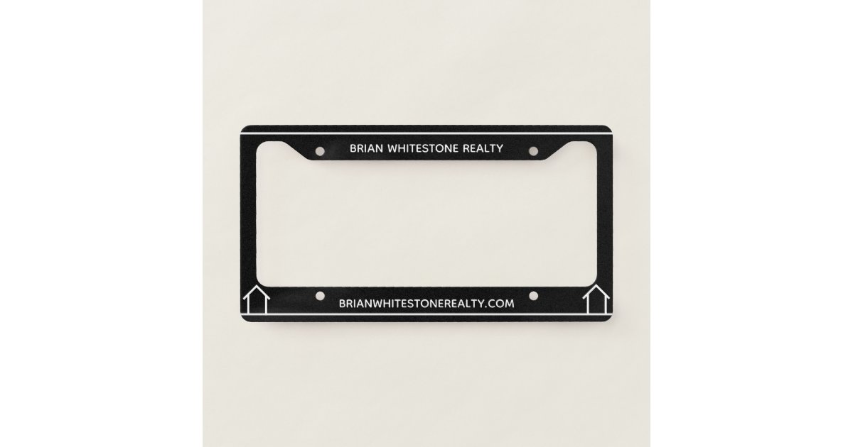 Real Estate House Black White Custom Realtor License Plate Frame | Zazzle
