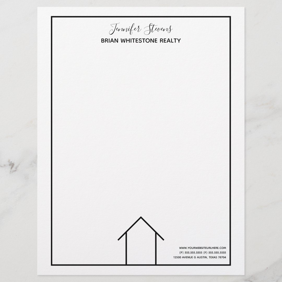 Real Estate House Simple Chic Custom Business Letterhead | Zazzle