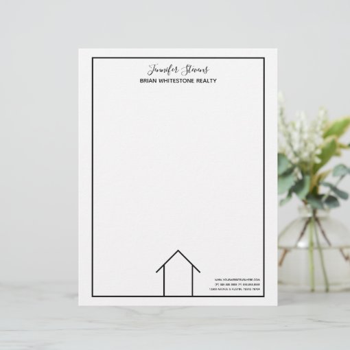 Real Estate House Simple Chic Custom Business Letterhead | Zazzle