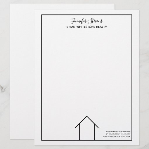 Real Estate House Simple Chic Custom Business Letterhead | Zazzle