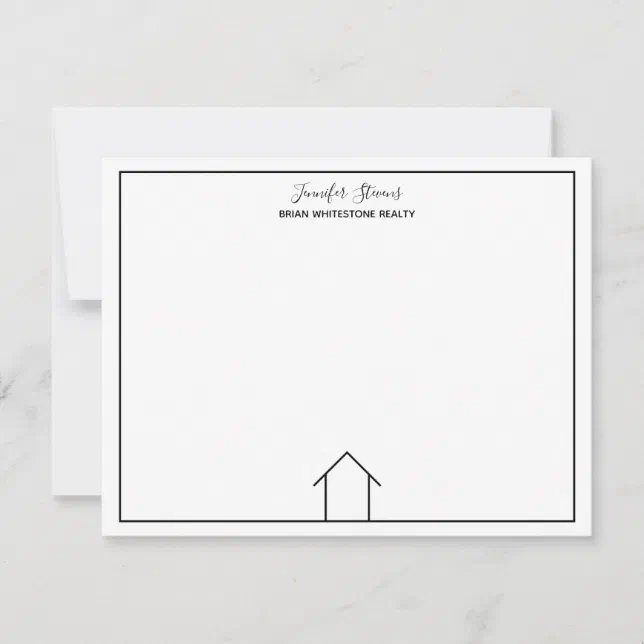 Real Estate House Simple Chic Custom Home Realtor Note Card | Zazzle
