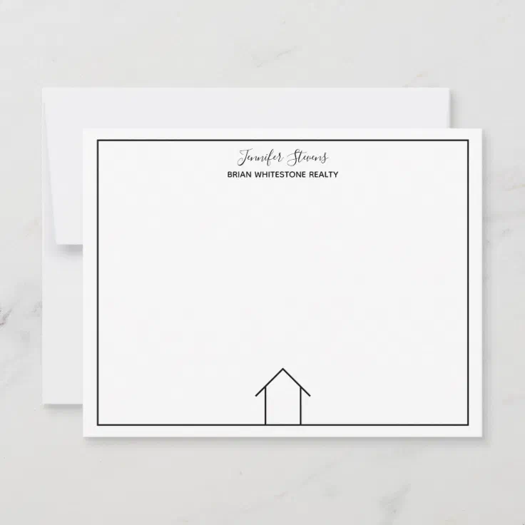 Real Estate House Simple Chic Custom Home Realtor Note Card | Zazzle