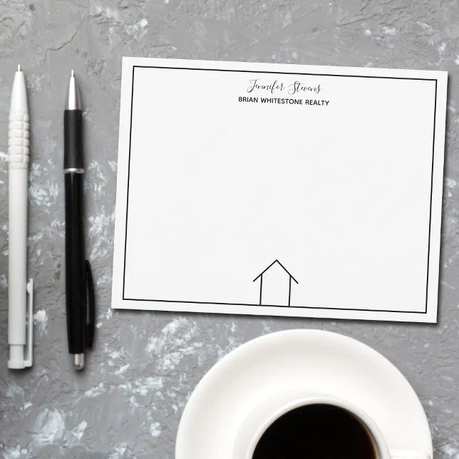 Real Estate House Simple Chic Custom Home Realtor Note Card | Zazzle