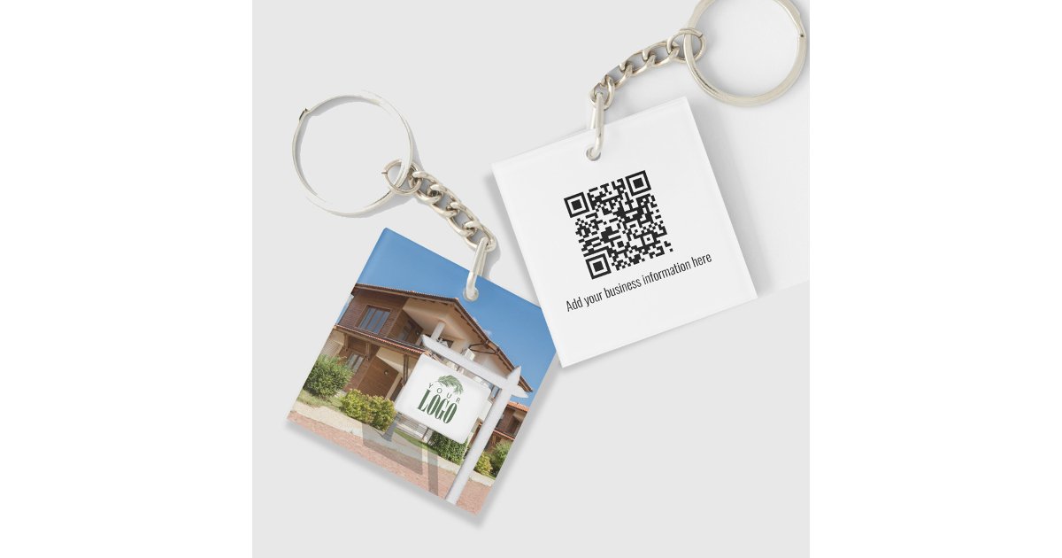 Real Estate Logo Photo Custom Logo Keychain | Zazzle