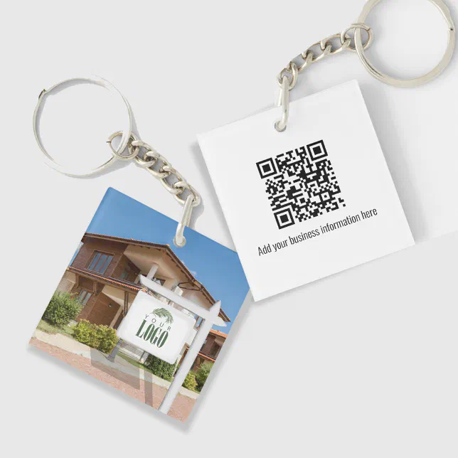 Real Estate Logo Photo Custom Logo Keychain | Zazzle