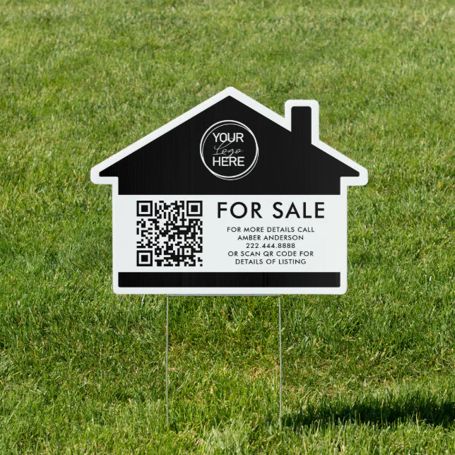 Real Estate Logo QR Code House Sign | Zazzle