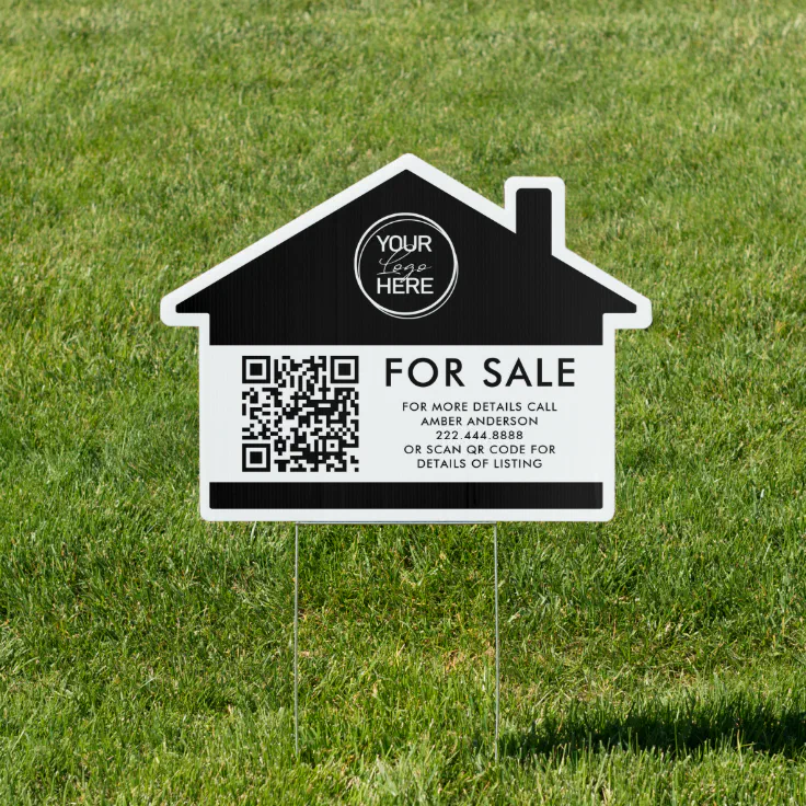 Real Estate Logo QR Code House Sign | Zazzle